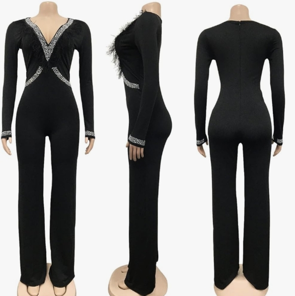 Amazon | Pants & Jumpsuits | Zoctuo Womens Sexy Elegant Rhinestone Bodycon Jumpsuits Party Club ...
